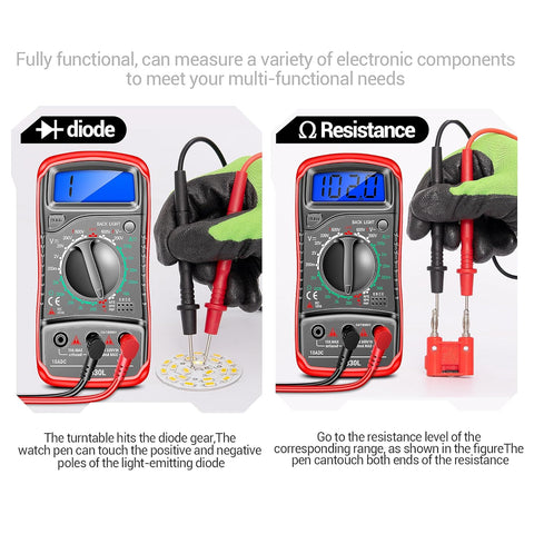 Digital Multimeter Tester - Voltmeter Ohmmeter Ammeter Multi Voltage ...
